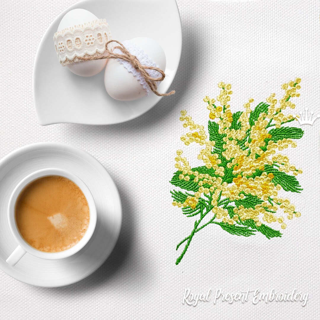 Spring Mimosa Machine Embroidery Design - 2 Sizes - Etsy