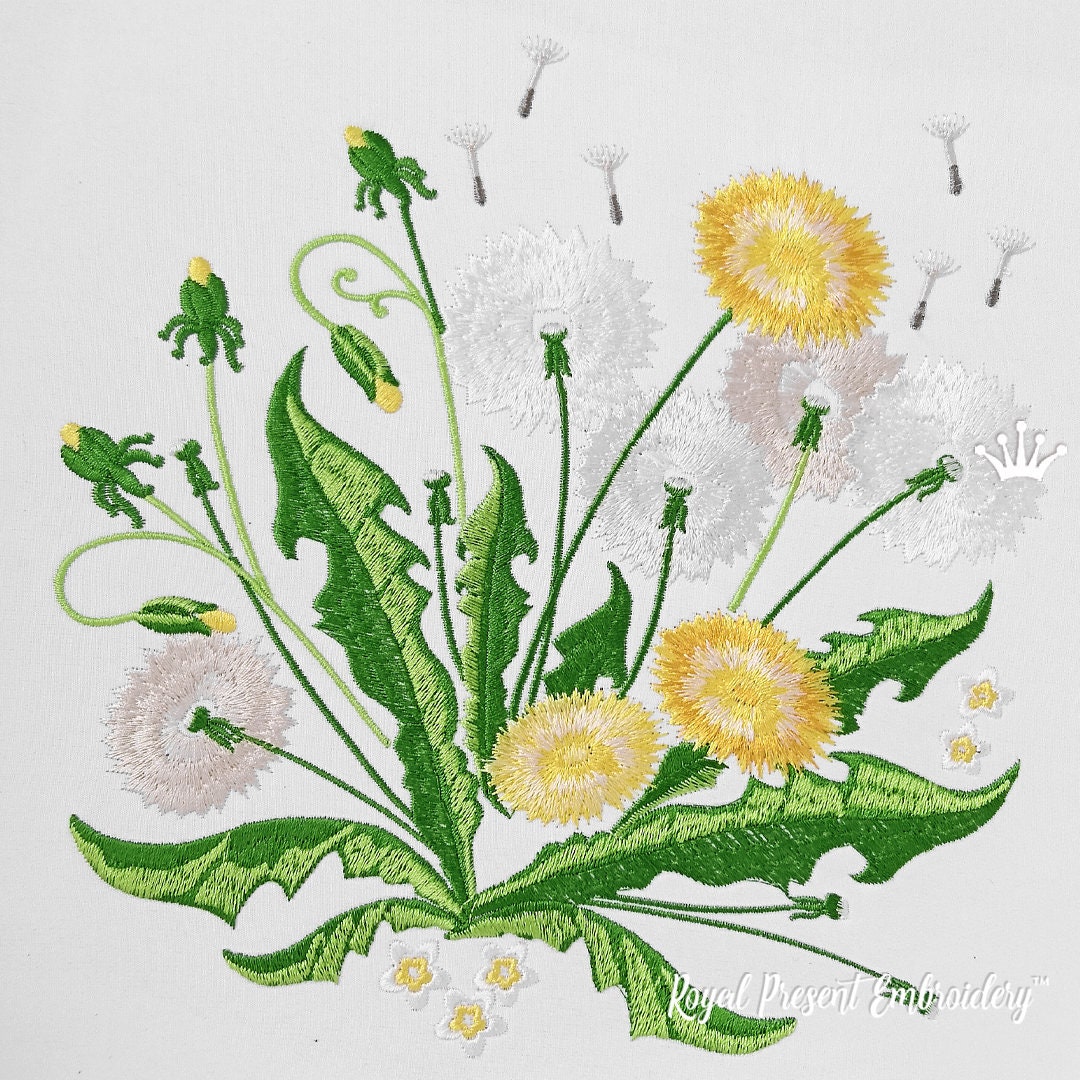 Machine Embroidery Design Beautiful Dandelions - 2 Sizes - Etsy