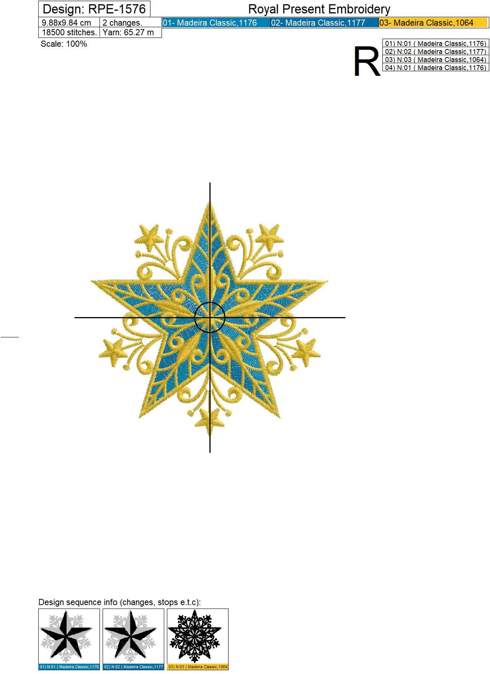 Christmas Star Machine Embroidery Design - 2 Sizes - Etsy