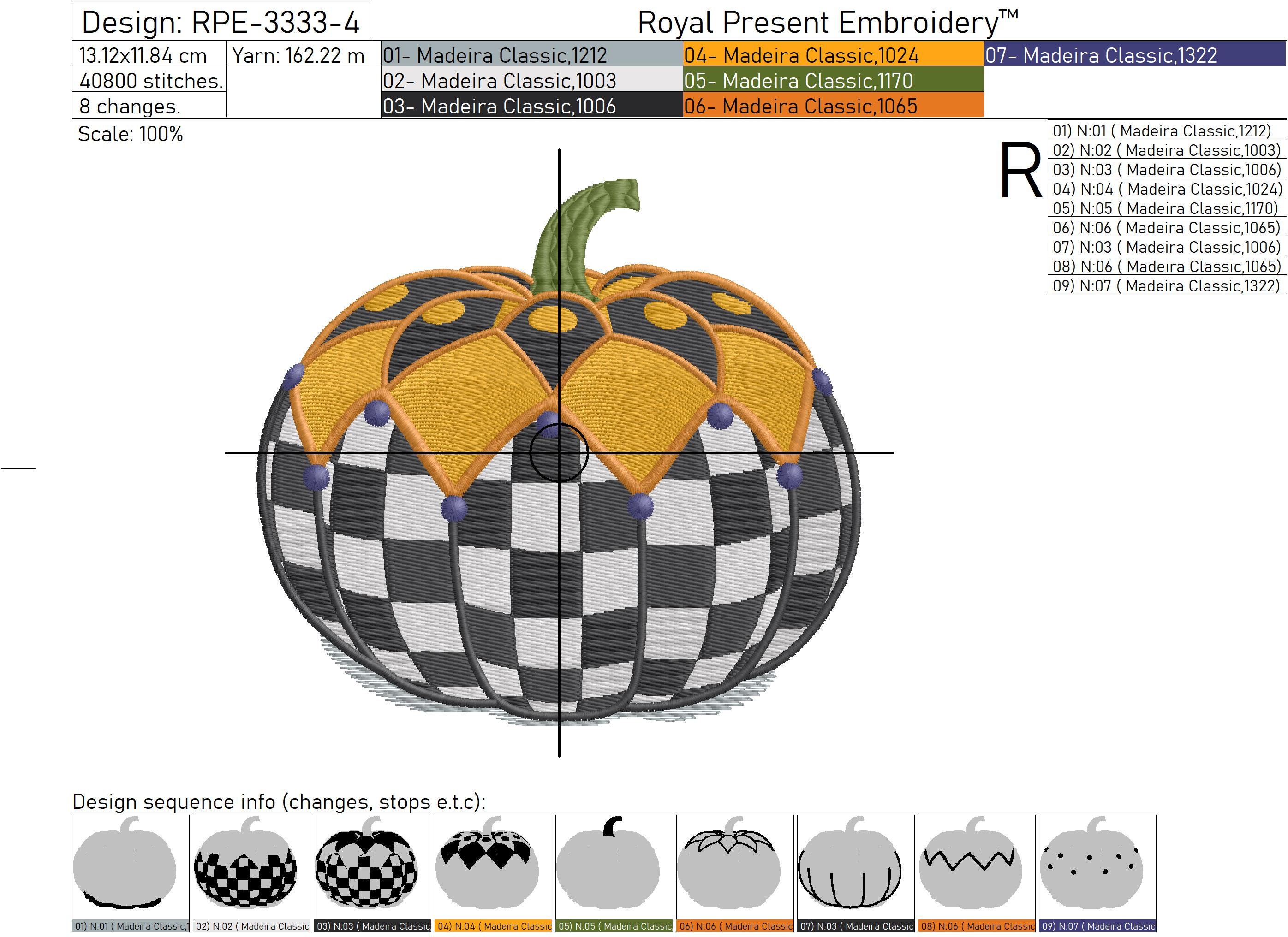 Checkered Autumn Pumpkin Machine Embroidery Design - 4 Sizes - Etsy