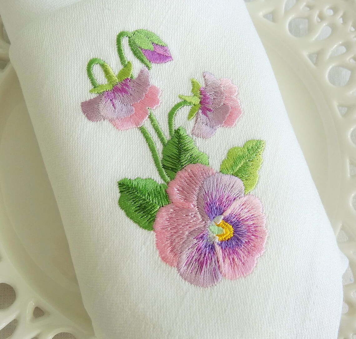Machine Embroidery Design Pansies Flowers - Etsy