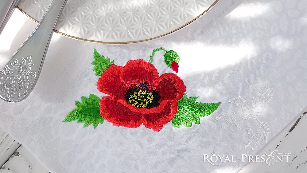 Poppy Machine Embroidery Design | Etsy