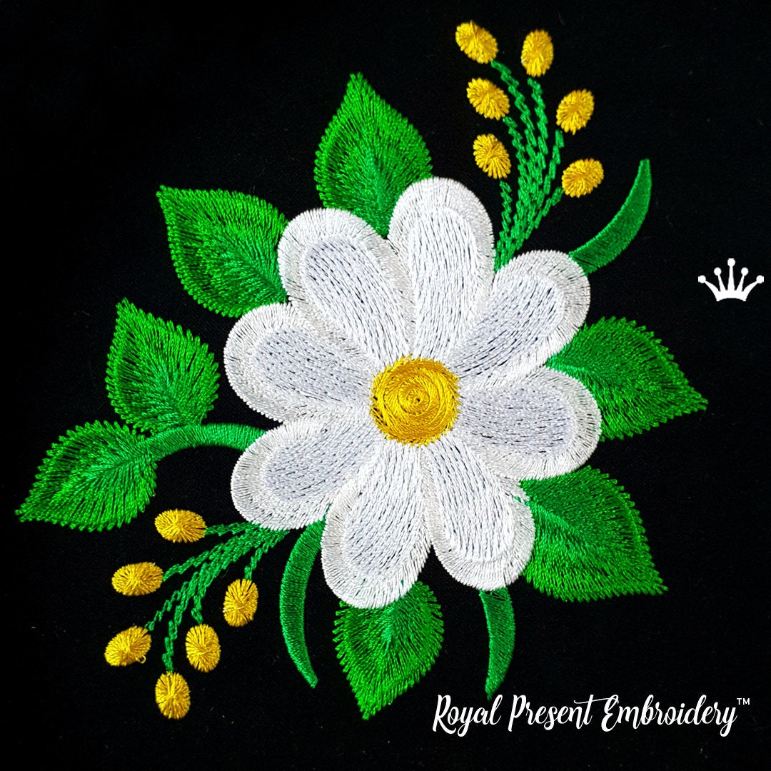 Daisy Corner Machine Embroidery Design - 2 Sizes - Etsy