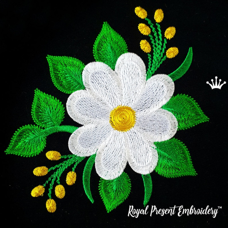 Daisy Corner Machine Embroidery Design 2 Sizes | Etsy