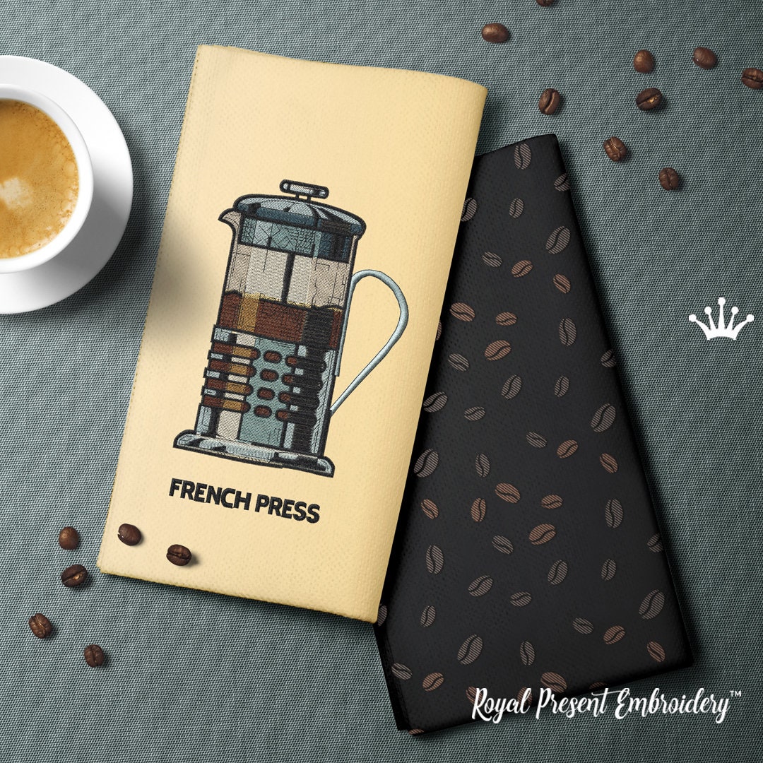 French Press Machine Embroidery Design - 3 Sizes - Etsy