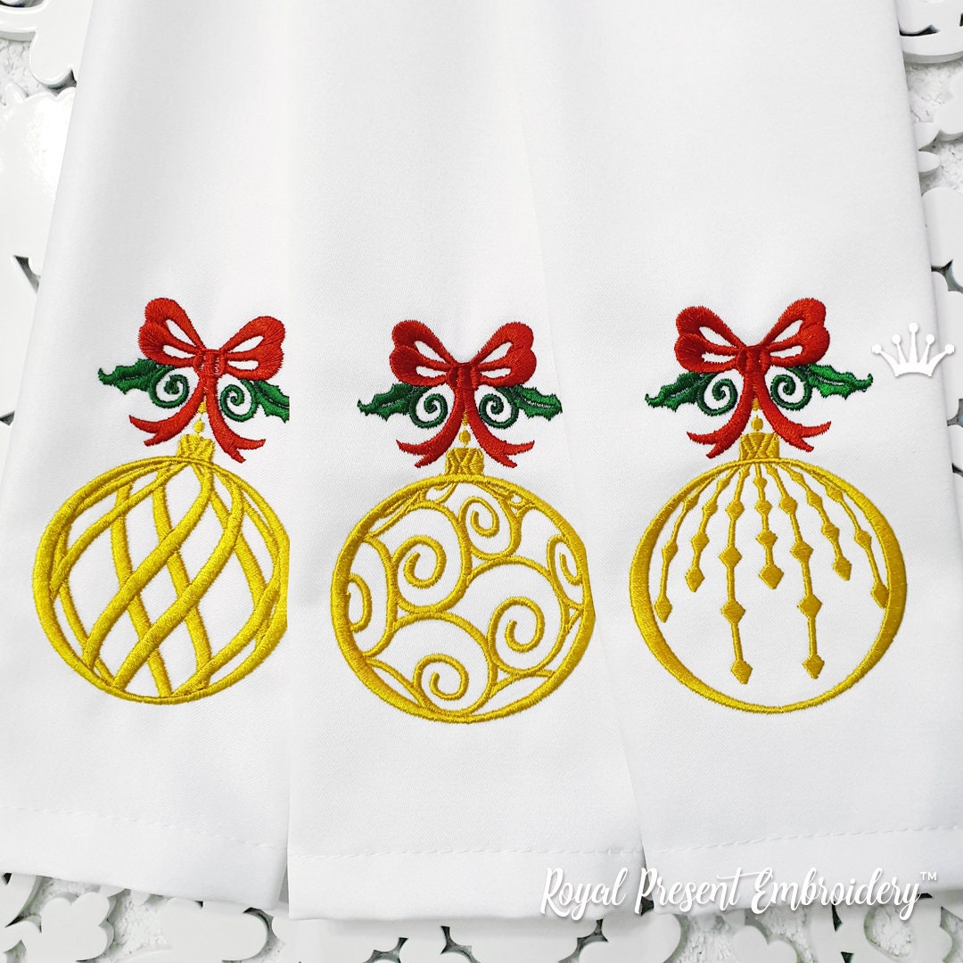 Christmas Balls With Bows Machine Embroidery Designs Set - Etsy