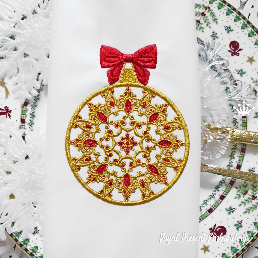Machine Embroidery Design Christmas Ball With Rubies - 5 Sizes - Etsy