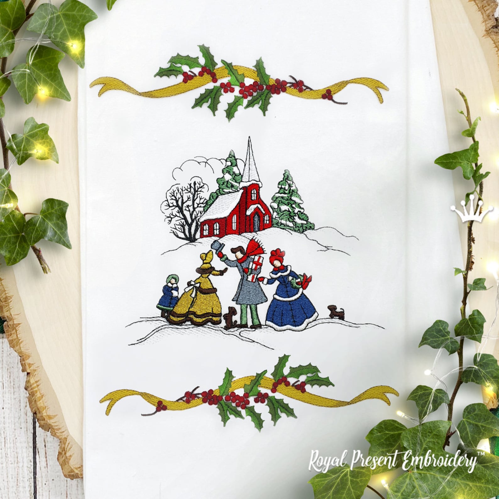Merry Christmas Scene Machine Embroidery Designs - 4 Sizes - Etsy
