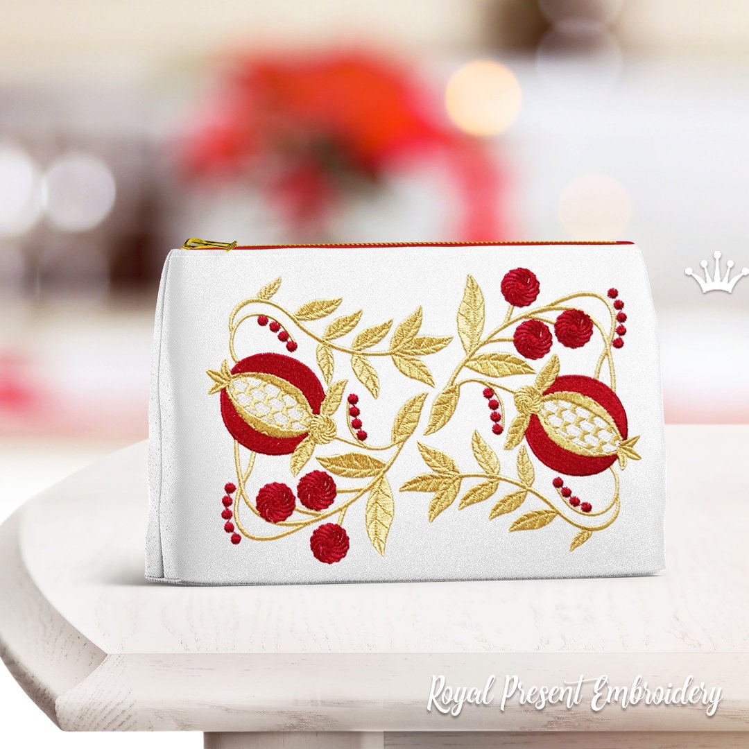 Jacobean Pomegranate Border Machine Embroidery Design - 4 Sizes - Etsy