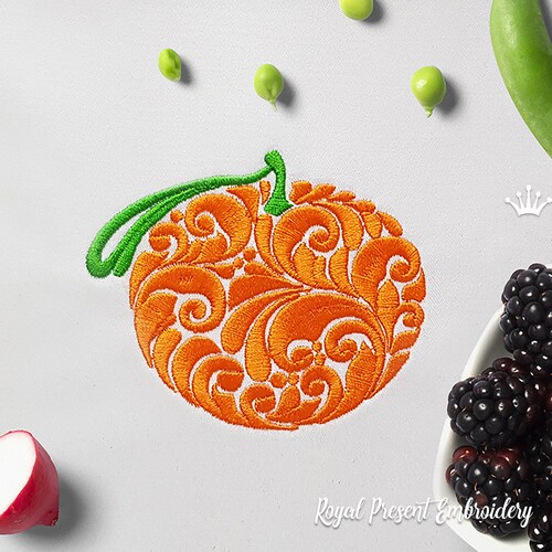Ornate Orange Machine Embroidery Design - Etsy