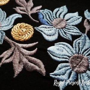 Beautiful Blue Flowers Machine Embroidery Design - 4 Sizes - Etsy