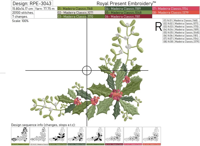 Holly Corner Machine Embroidery Design 3 Sizes - Etsy
