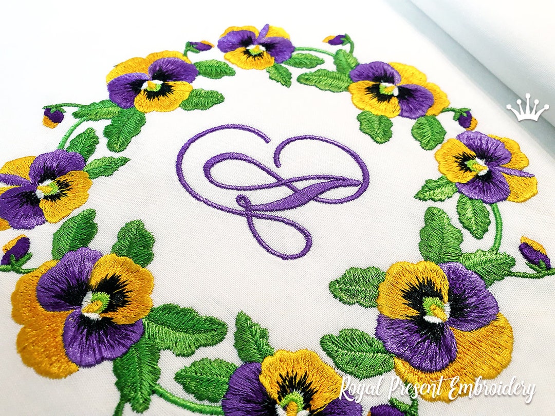 Pansies Wreath Machine Embroidery Design - 5 Sizes - Etsy