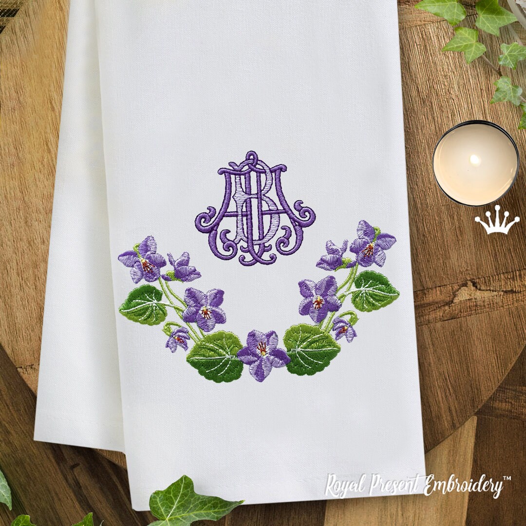 Frame With Violets Machine Embroidery Design - 3 Sizes - Etsy