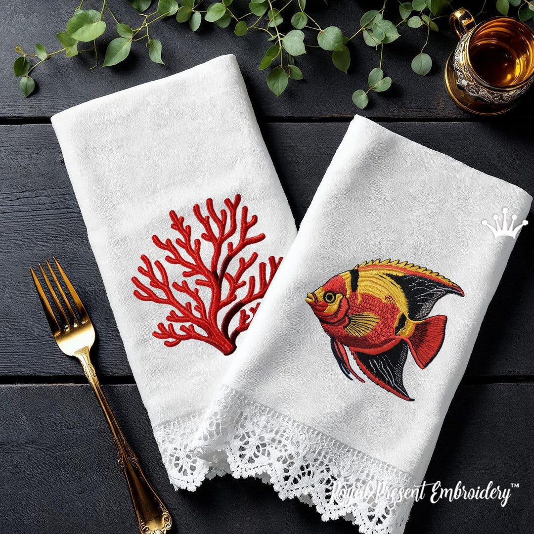 Tropical Fish and Coral Machine Embroidery Designs - 3 Sizes - Etsy