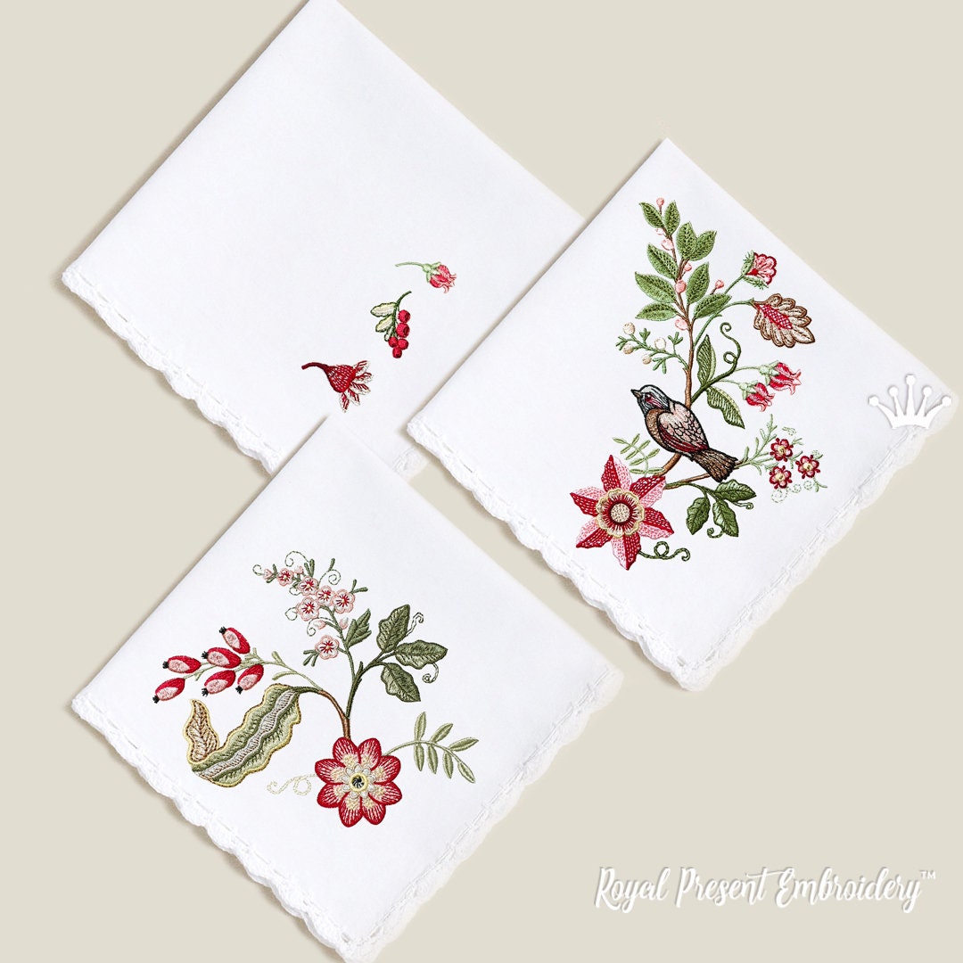 Large Jacobean Set of Machine Embroidery Designs - 3 Sizes - Etsy