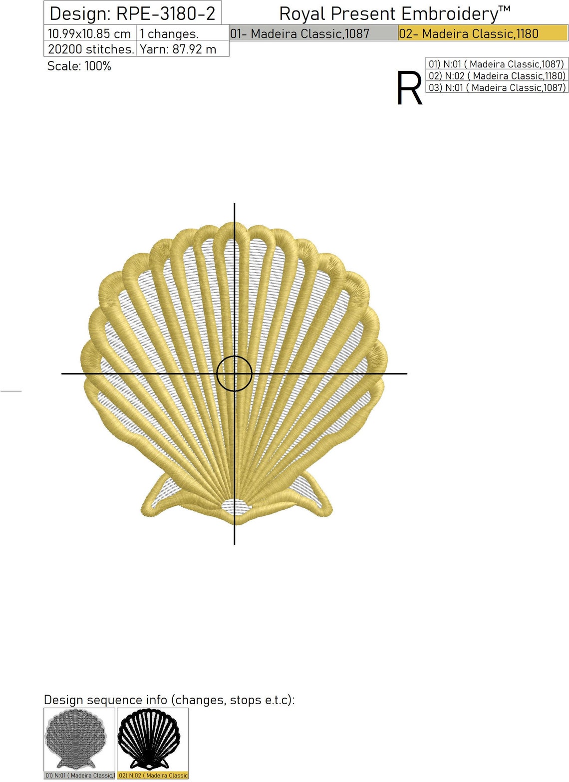 Scallop Seashell Machine Embroidery Design 4 Sizes - Etsy