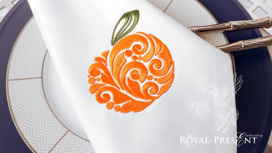 Ornate Orange Machine Embroidery Design - Etsy