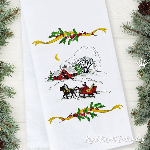 Christmas Scene Machine Embroidery Designs 4 Sizes - Etsy