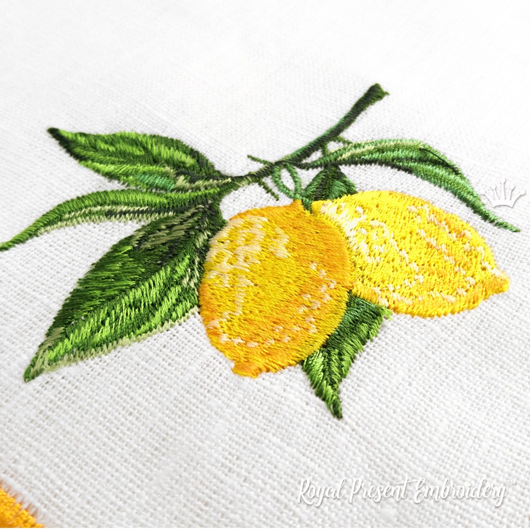 Machine Embroidery Design Lemon Branch 2 sizes | Etsy