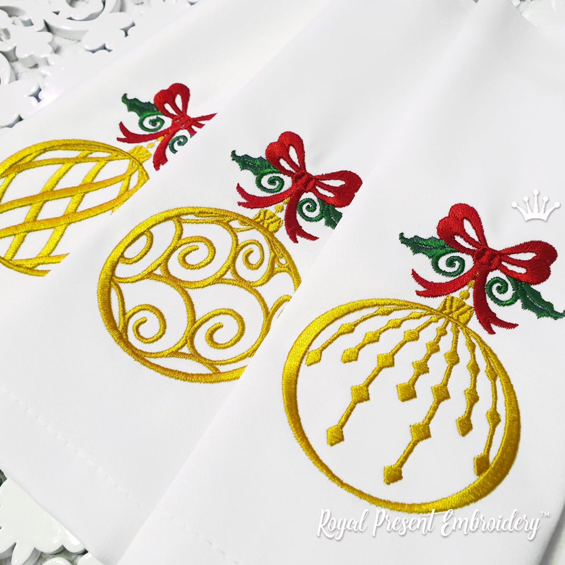 Christmas Balls With Bows Machine Embroidery Designs Set - Etsy