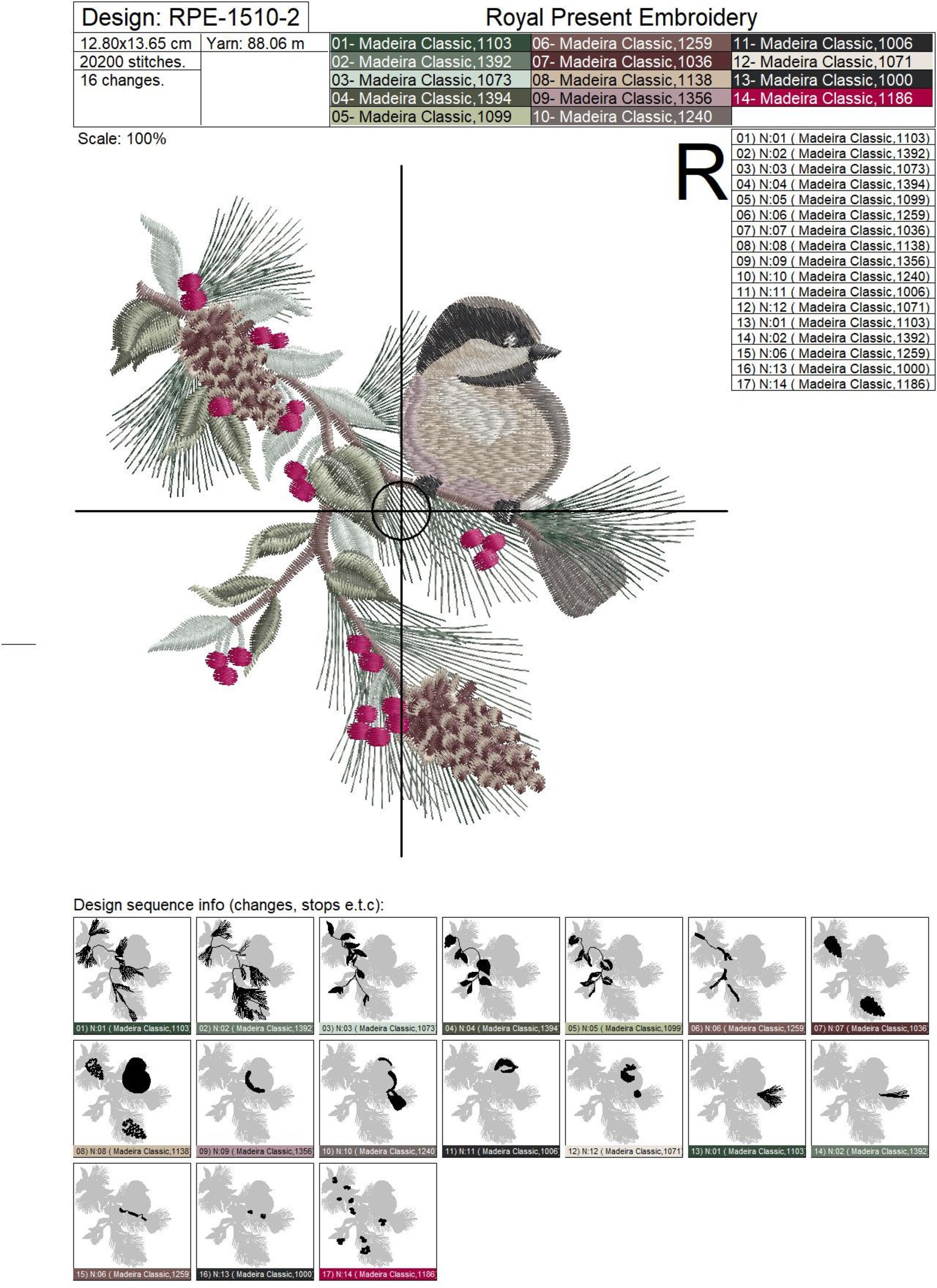 Grey Titmouse Machine Embroidery Design 3 Sizes - Etsy