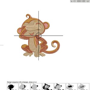 Three Cute Monkeys Machine Embroidery Design - 2 Sizes - Etsy