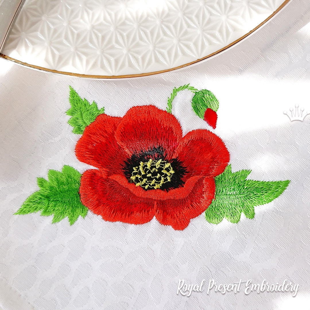 Poppy Machine Embroidery Design - Etsy