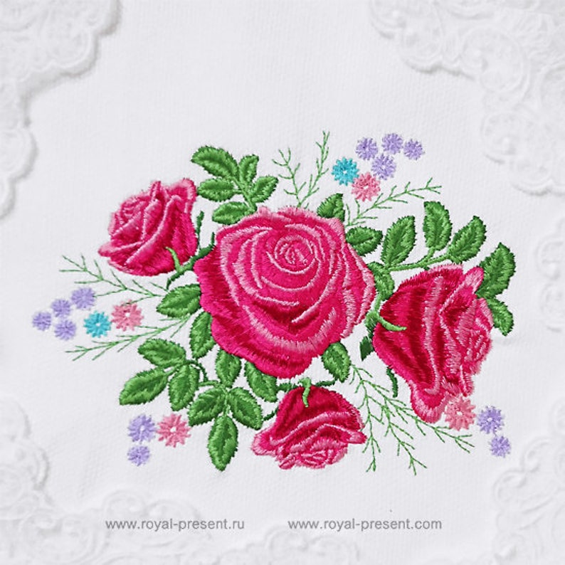 Garden roses Machine Embroidery Design 2 sizes | Etsy