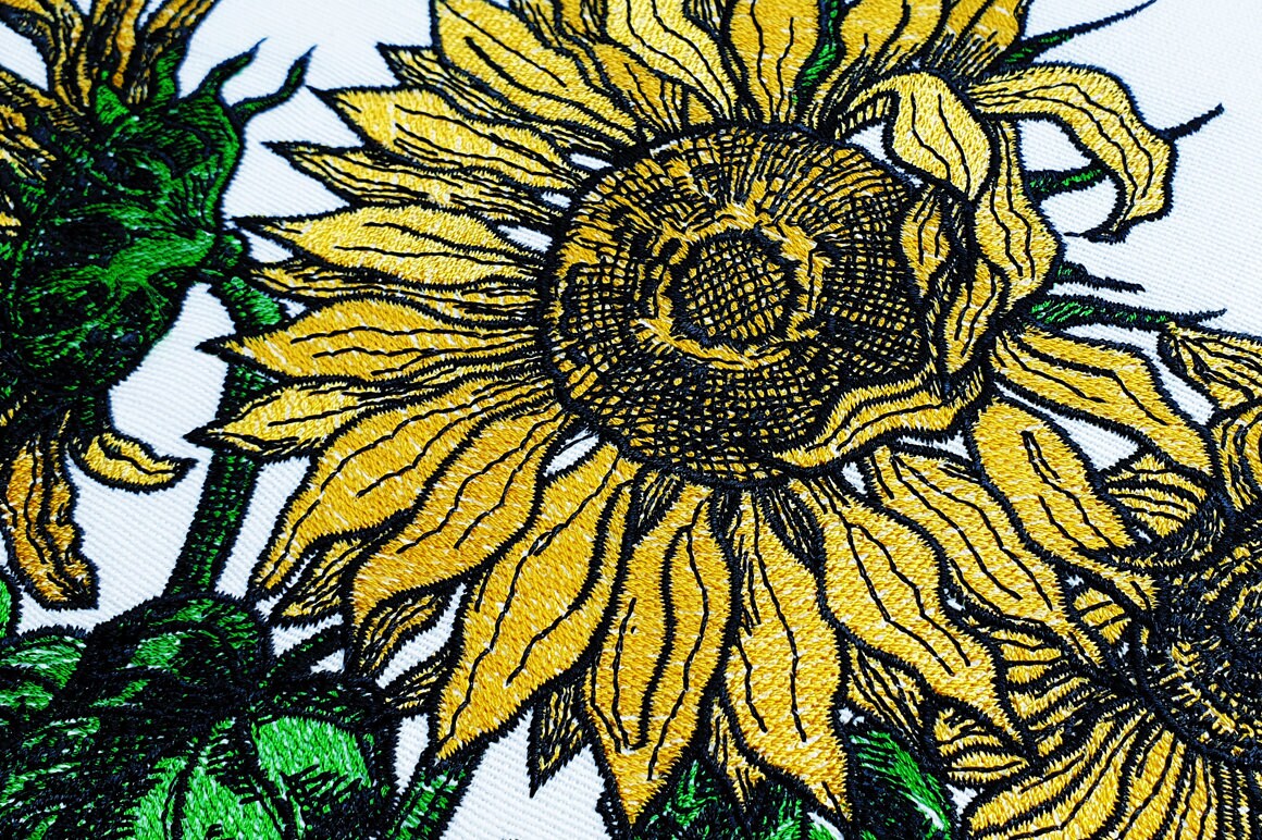 Mega Sunflowers Machine Embroidery Design 5 sizes | Etsy