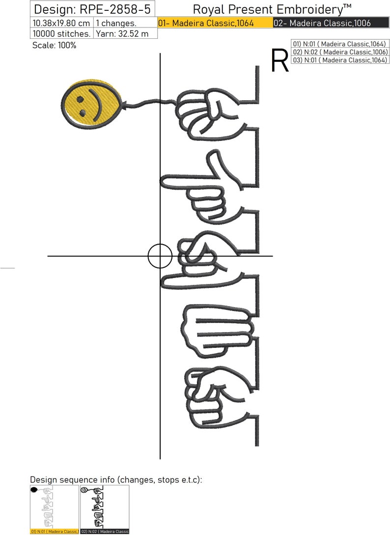 Sign Language Smile Lettering Machine Embroidery Design 9 - Etsy