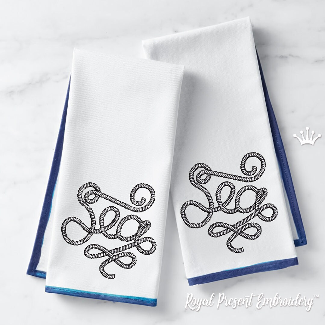 Lettering Sea Rope Machine Embroidery Design - 9 Sizes - Etsy