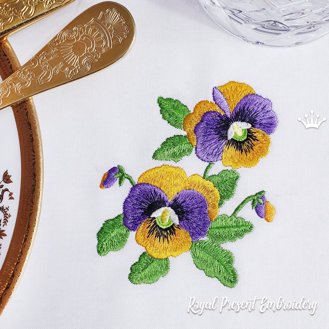 Pansies Flowers Machine Embroidery Design - 3 Sizes - Etsy