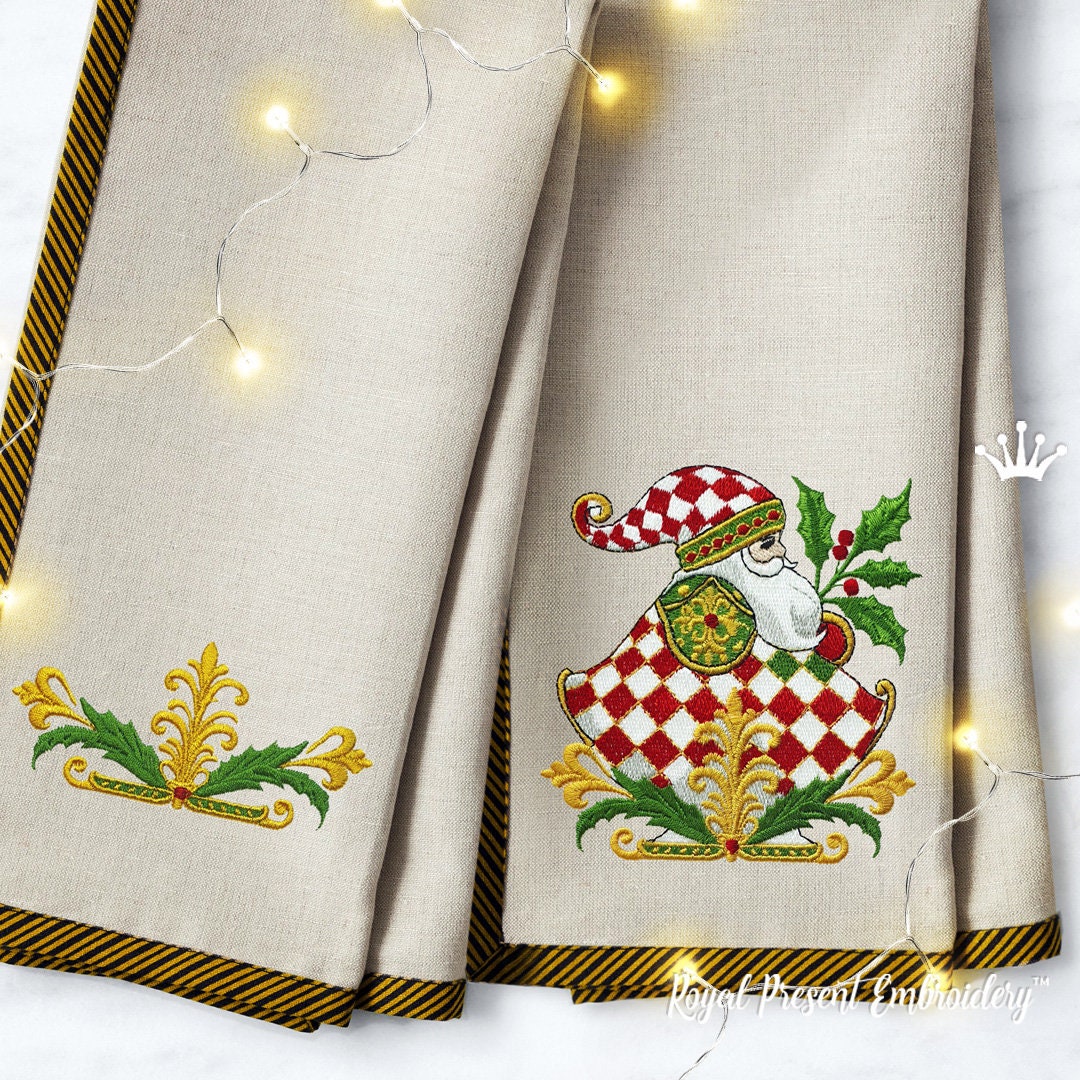 Checkered Christmas Santa Small Set Machine Embroidery Designs - 3 ...