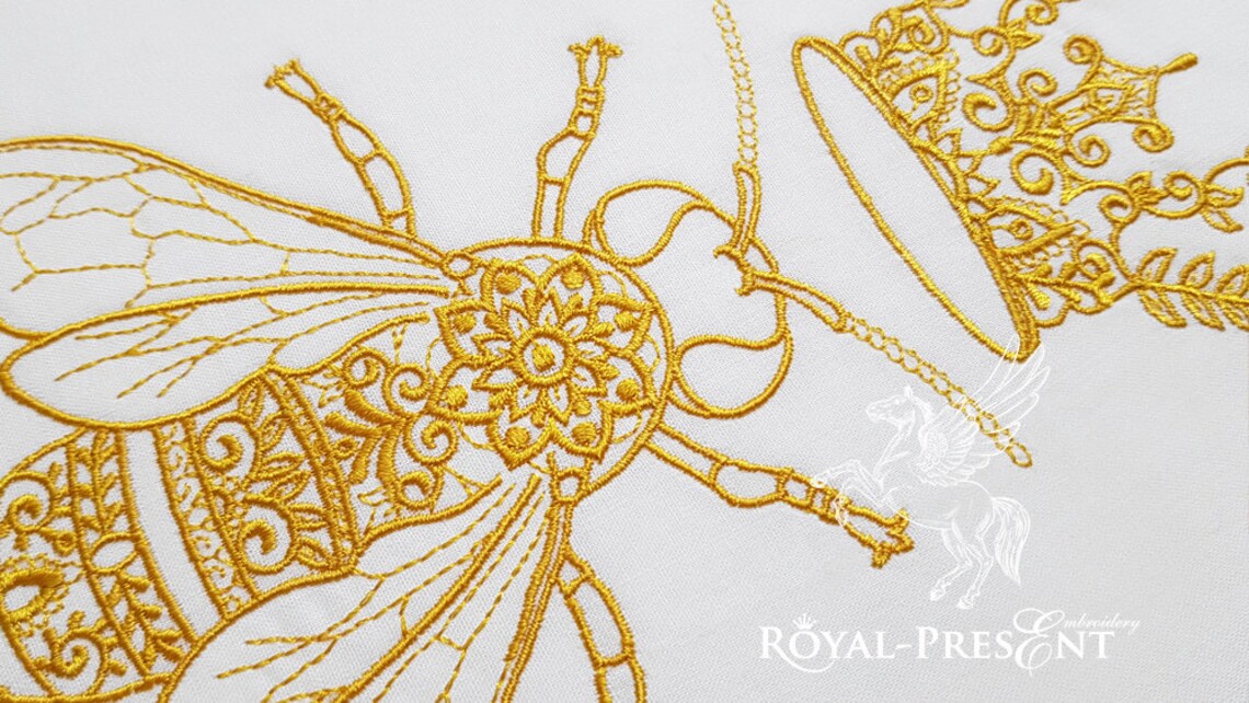 Queen Bee Machine Embroidery Design 5 Sizes - Etsy