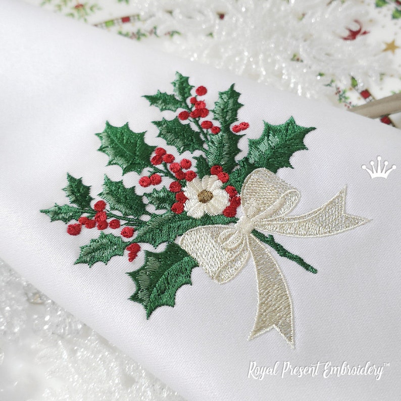 Blooming Holly Christmas Machine Embroidery Design - 3 Sizes - Etsy