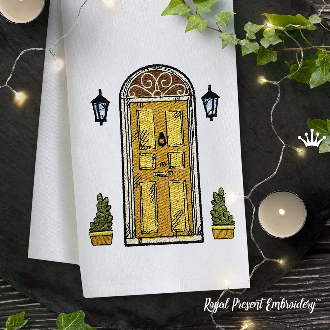 Yellow English House Front Door Machine Embroidery Design - 4 Sizes - Etsy