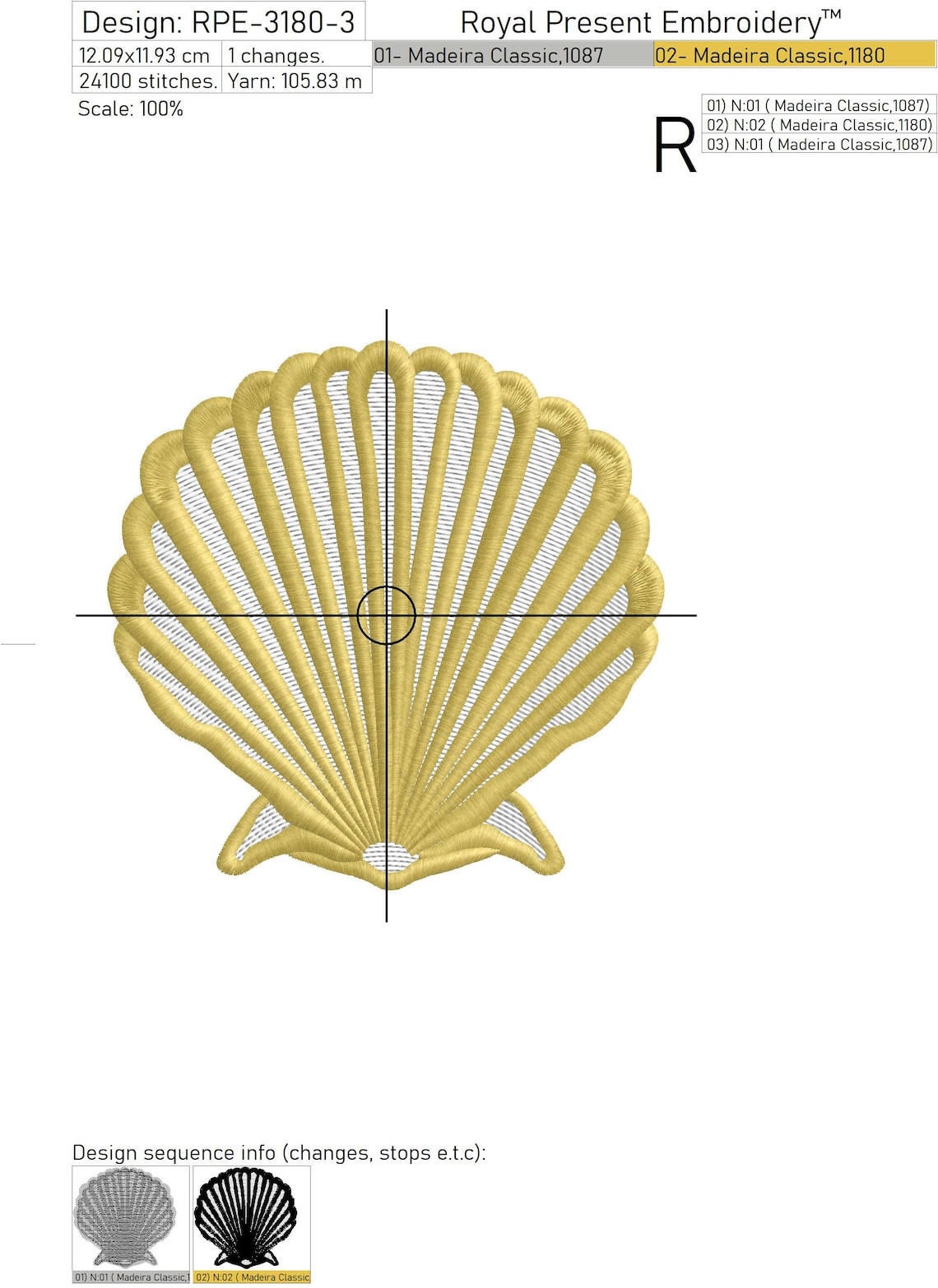 Scallop Seashell Machine Embroidery Design 4 Sizes - Etsy