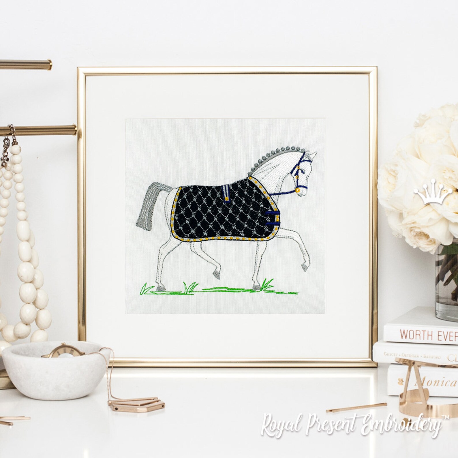 White Horse in a Blanket Machine Embroidery Design 3 Sizes | Etsy