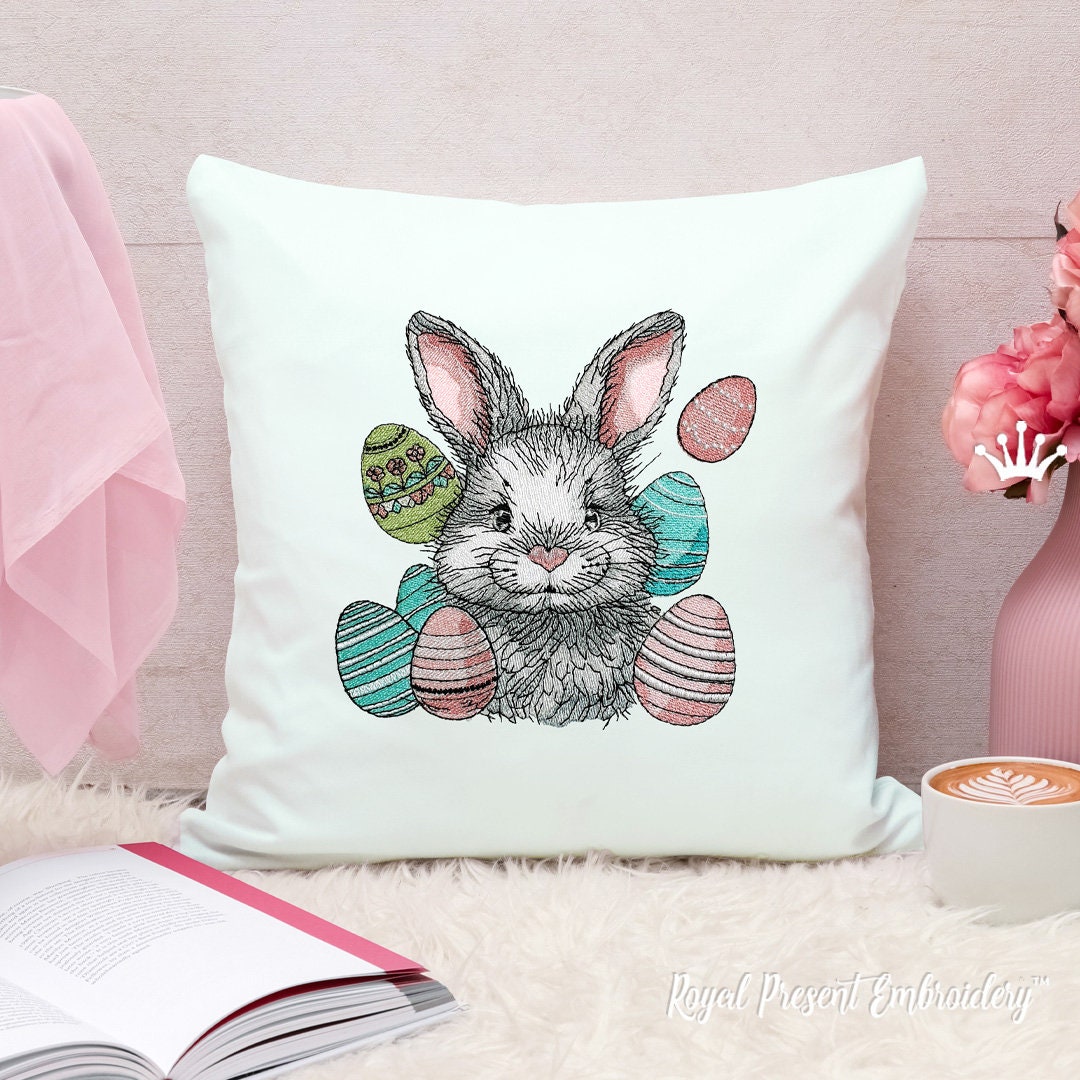 Easter Bunny With Easter Eggs Mega Machine Embroidery Design - 4 Sizes ...