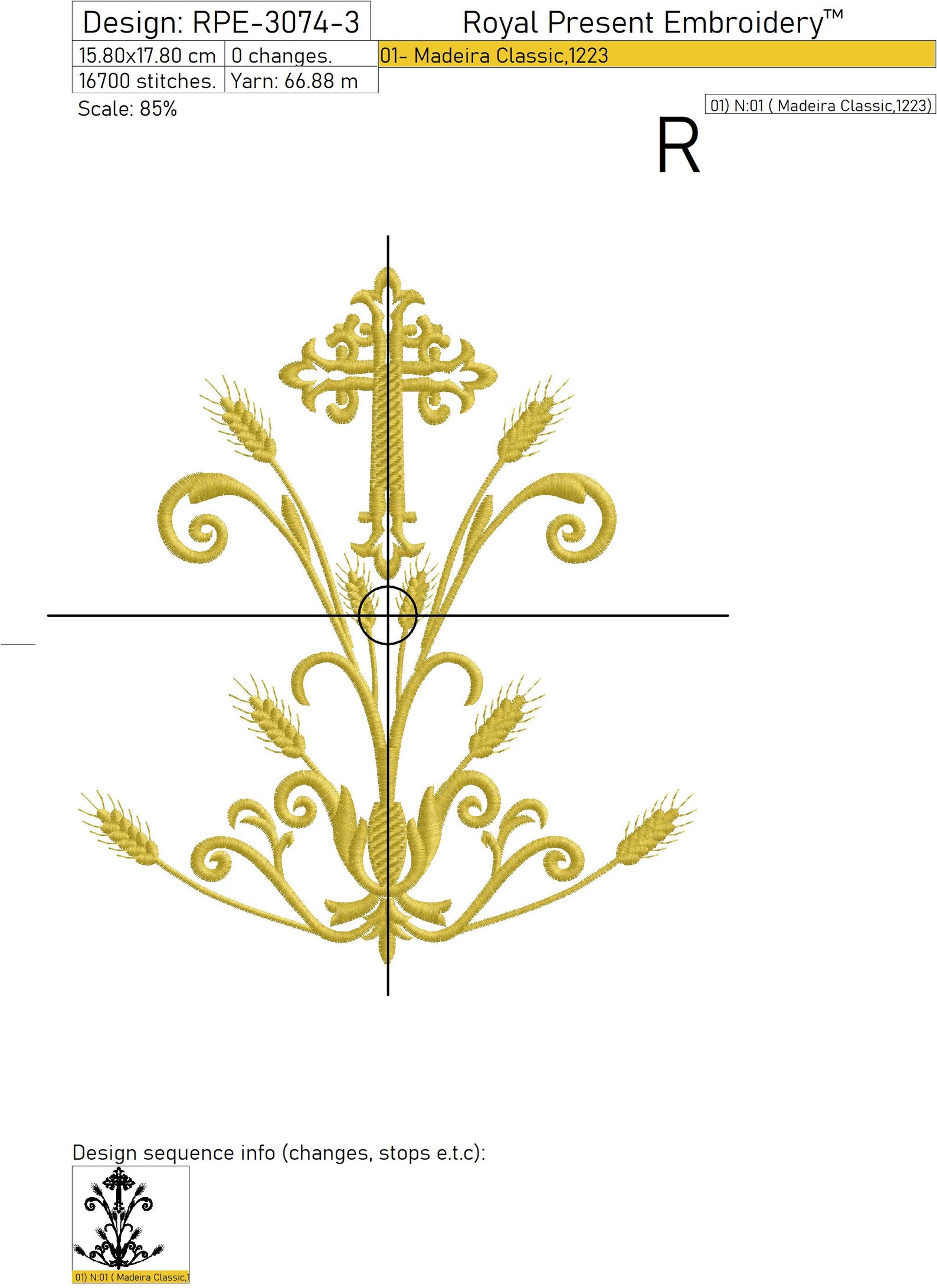 Cross With Wheat Ornament Machine Embroidery Design - 3 Sizes - Etsy