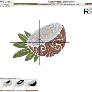Ornate Coconut Machine Embroidery Design - 3 Sizes - Etsy