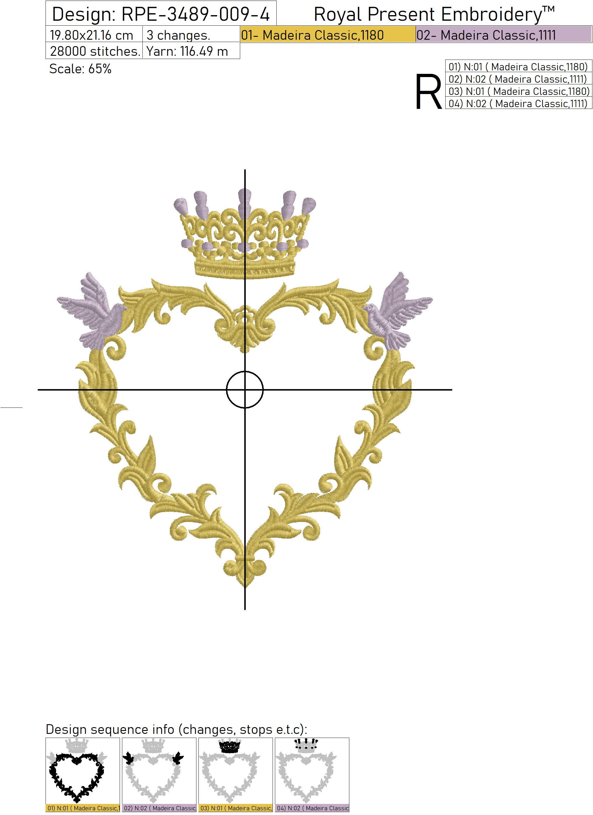 Large Wedding Frame With Doves and Crown Machine Embroidery - Etsy