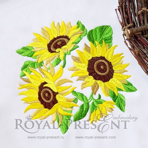 Sunflower Machine Embroidery Design 3 Sizes - Etsy