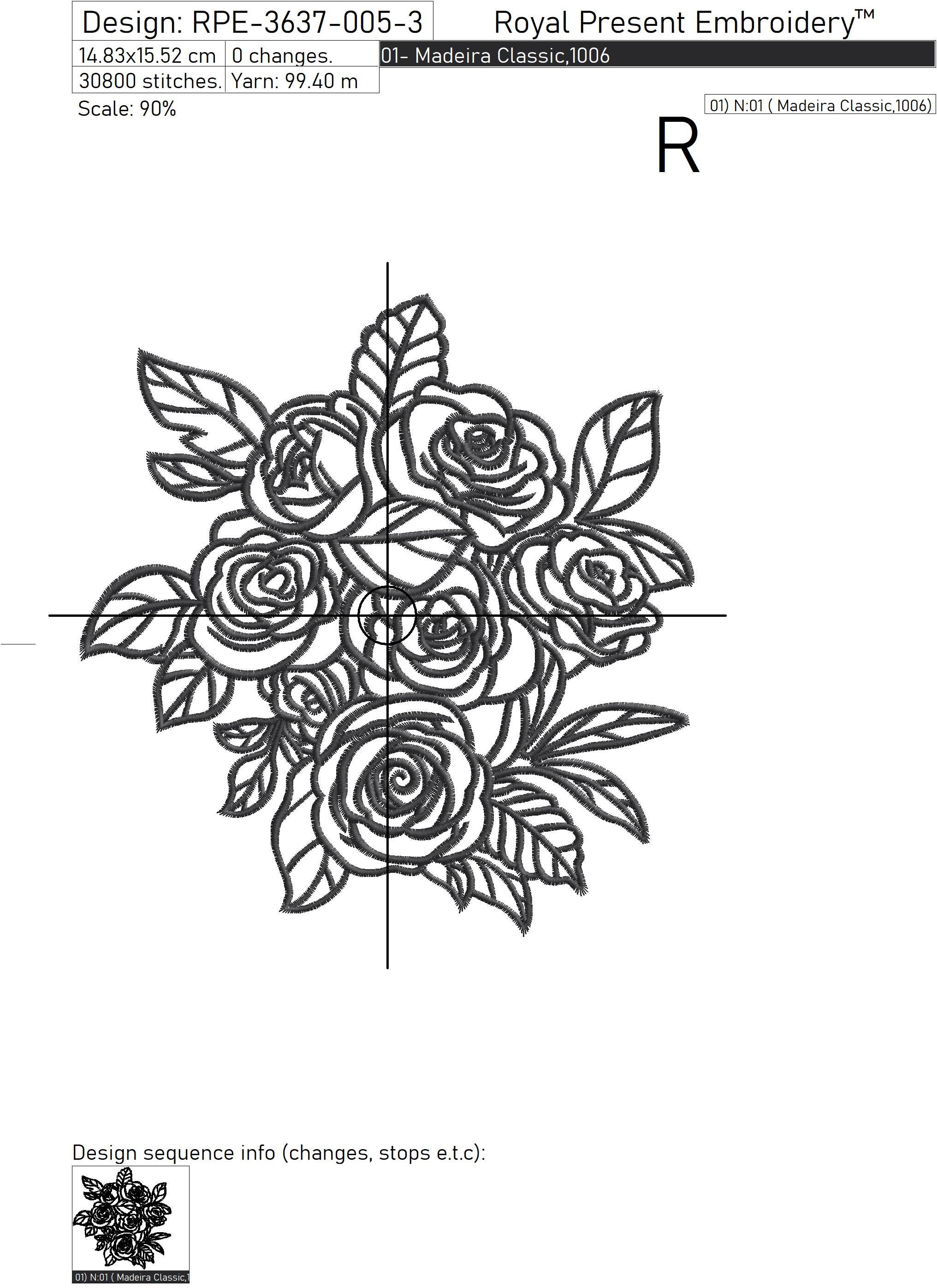 Contour Blooming Roses Bouquet Machine Embroidery Design - 4 Sizes - Etsy