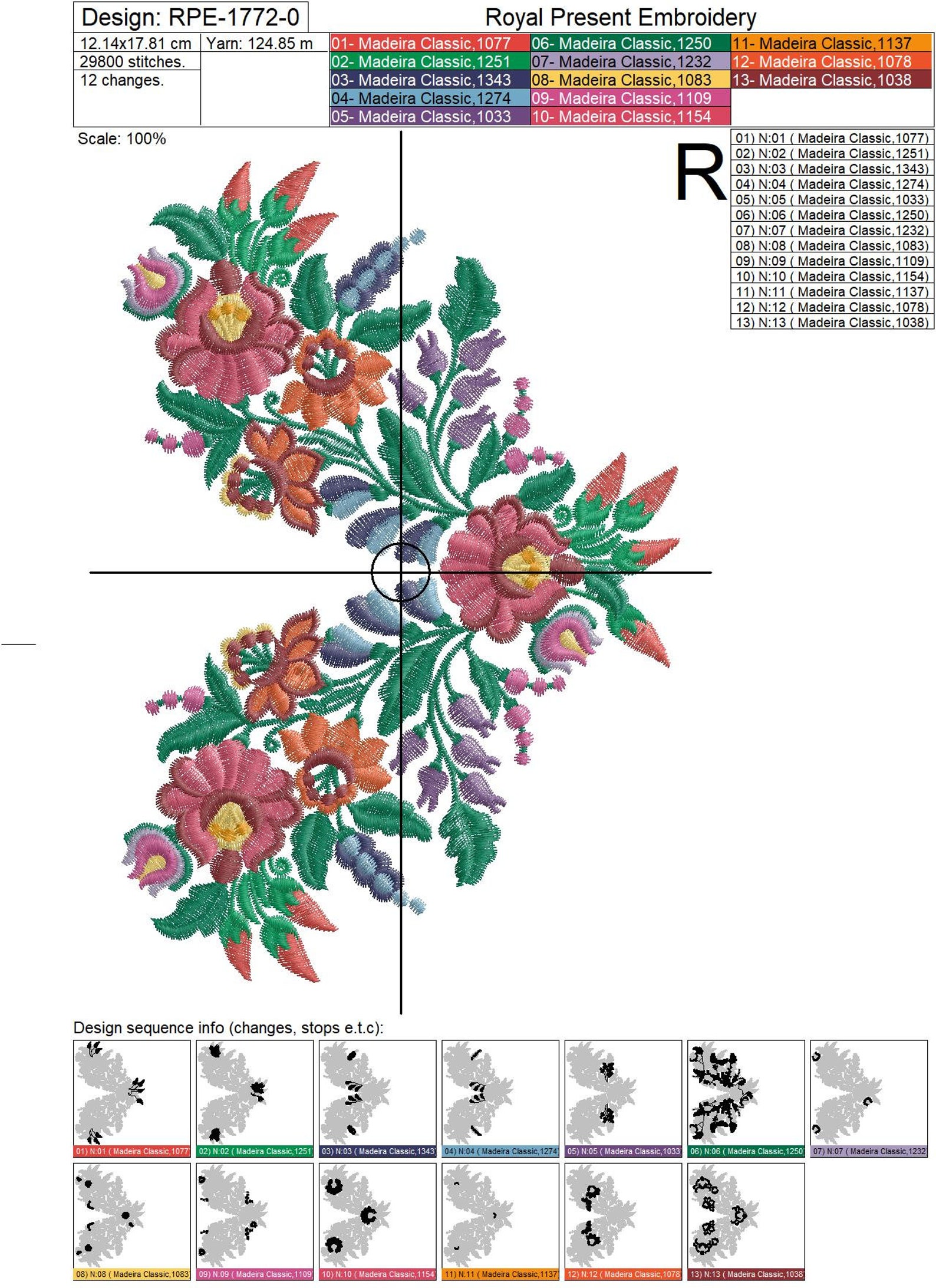 Hungarian Folk Machine Embroidery Designs With Flowers and Paprika - 5 ...