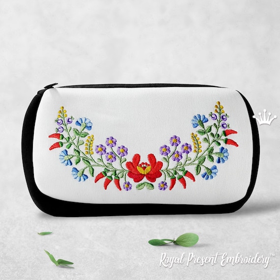 Kalocsai Machine Embroidery Design With Flowers and Paprika - Etsy