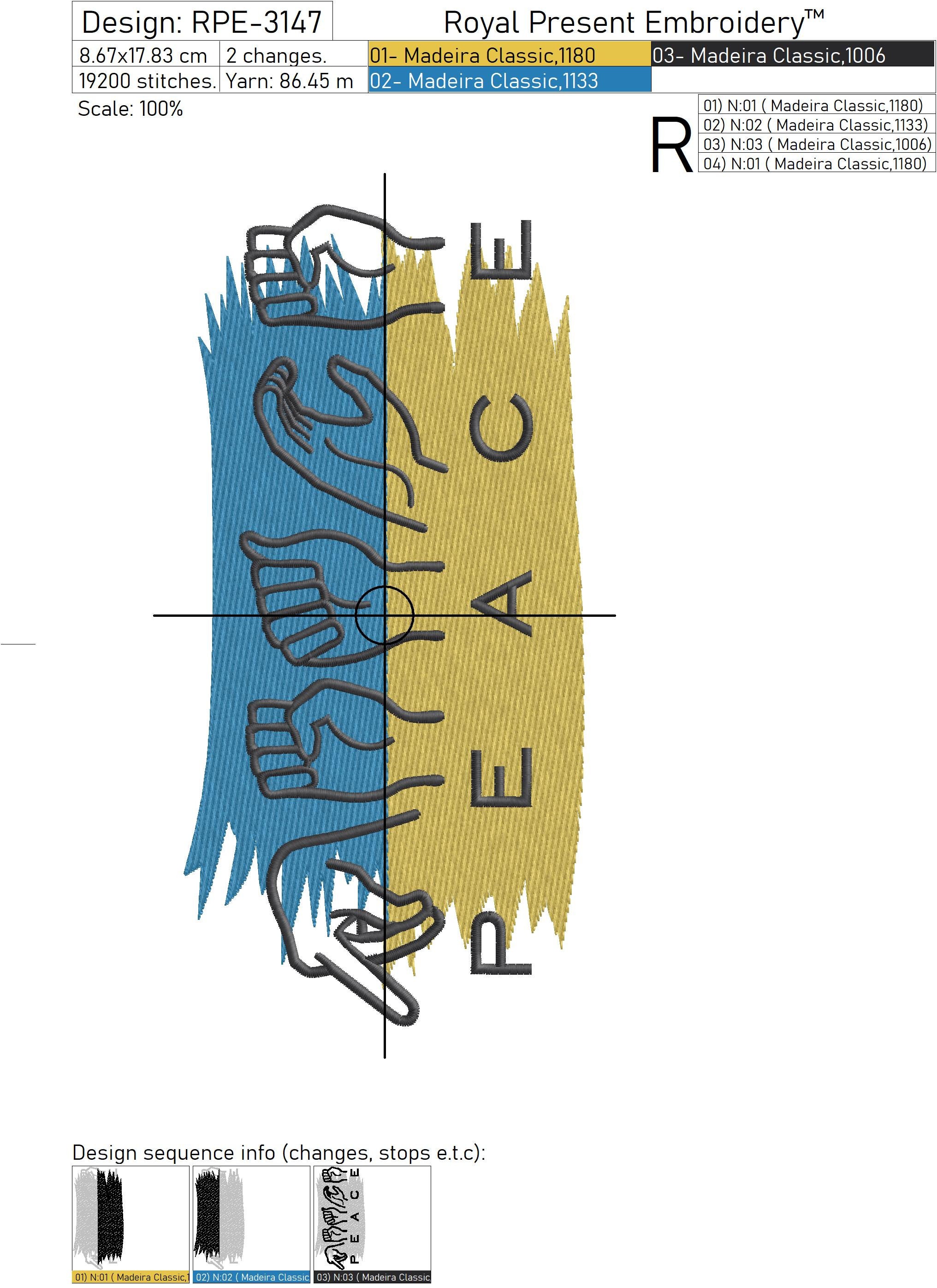 Sign Language PEACE Ukrainian Flag Lettering Embroidery Design - Etsy UK