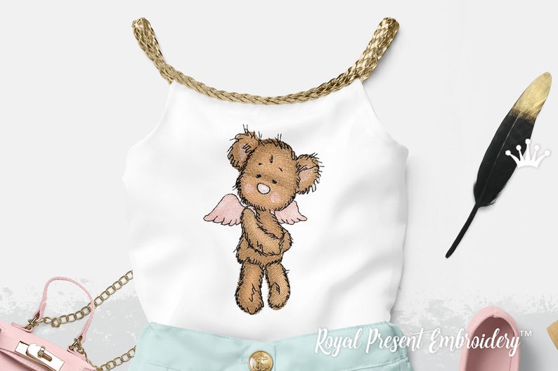 Teddy Bear With Angel Wings Machine Embroidery Design - 4 Sizes - Etsy
