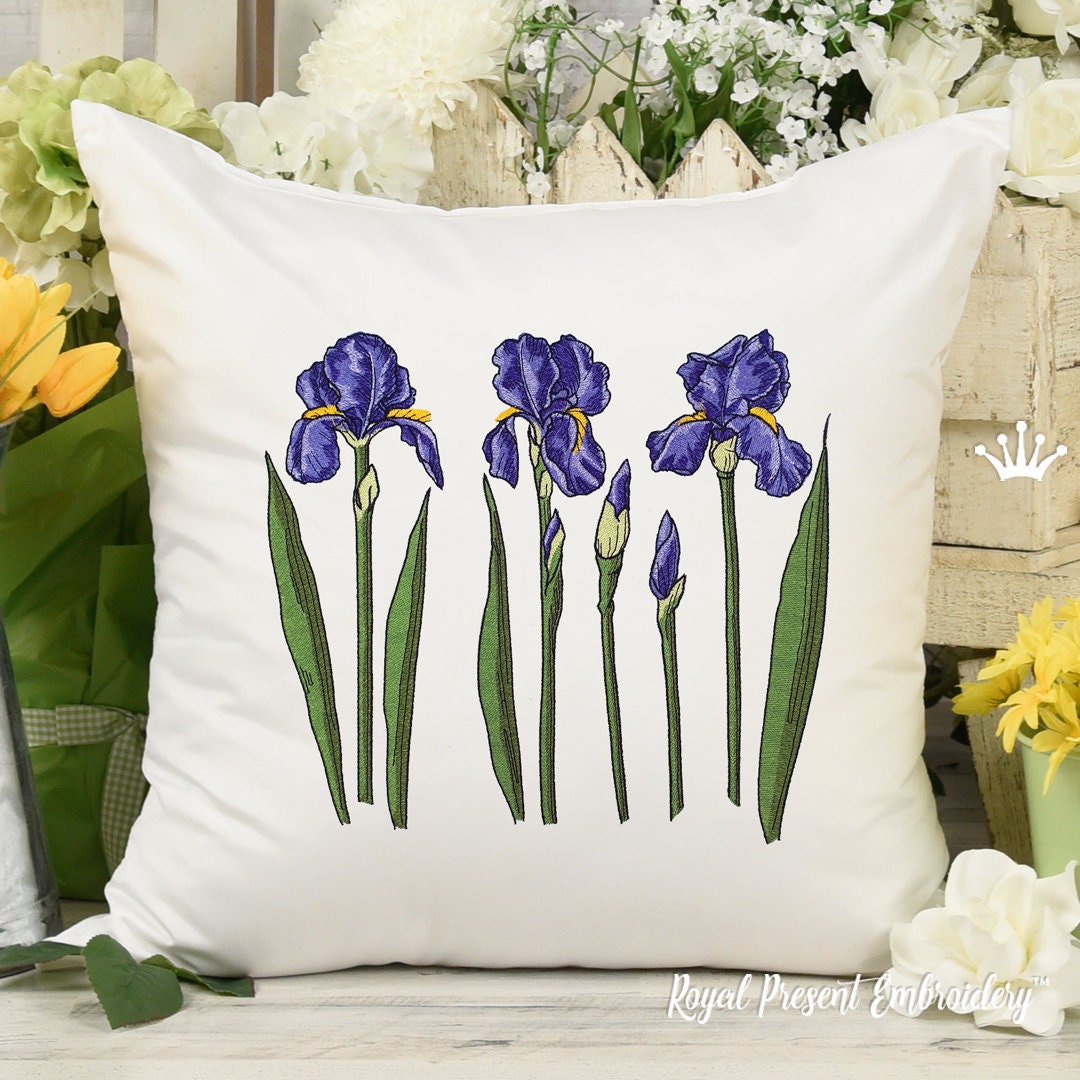 Irises Large Machine Embroidery Designs Set - 3 Sizes - Etsy